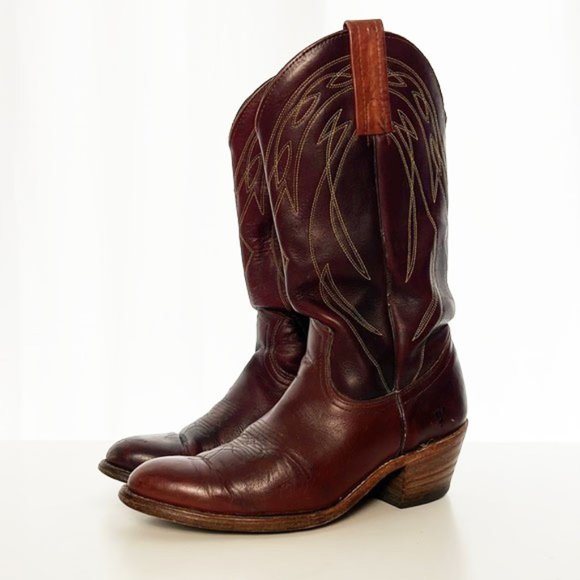 Frye | Shoes | Vintage Frye Usa Billy 232 Maroon Brown Leather Western ...